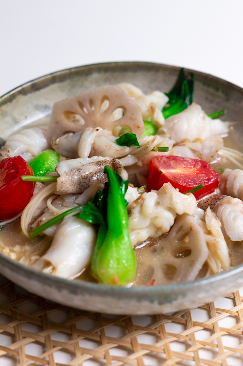 Steamed Fish Roll with Roasted Garlic in Fish Broth – LePlainCanvas